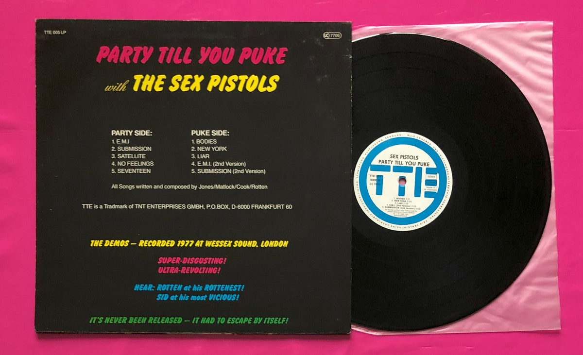 Sex Pistols Party Till You Puke Lp Rare Demo Compilation From 1989