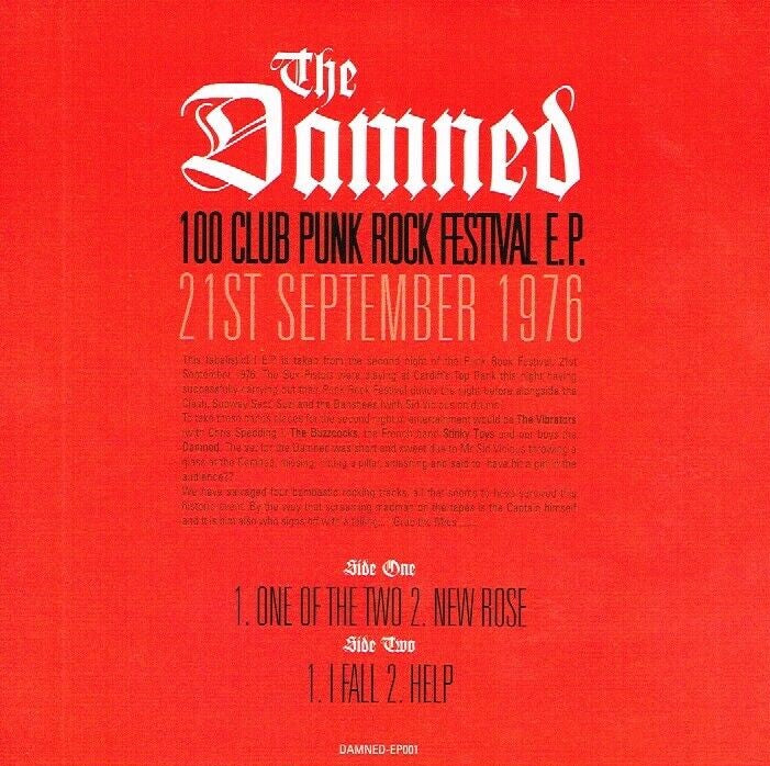 Damned - 100 Club Punk Rock Festival EP Recorded 1976 White Vinyl ...